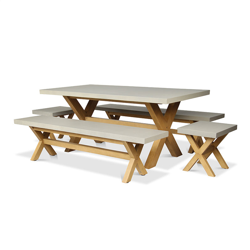 Luna 8 Seater Rectangular Dining Table with Bench Set